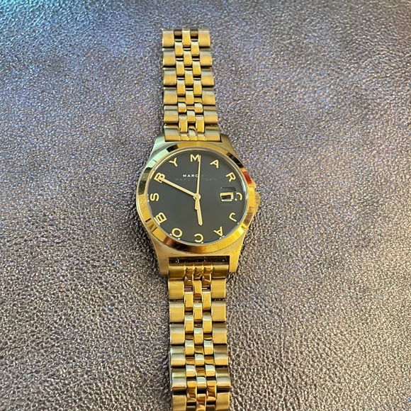Marc Jacobs | Accessories | Marc Jacobs Black Face Gold Watch | Poshmark